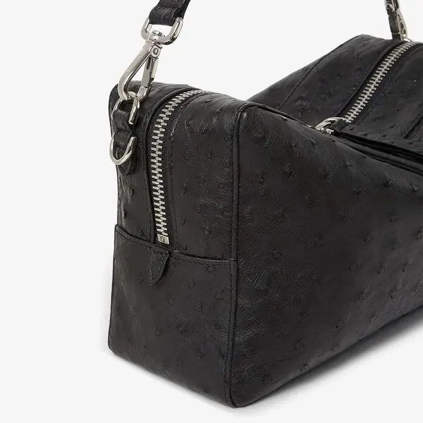 Fendi Lui Medium Black Ostrich Leather Bag